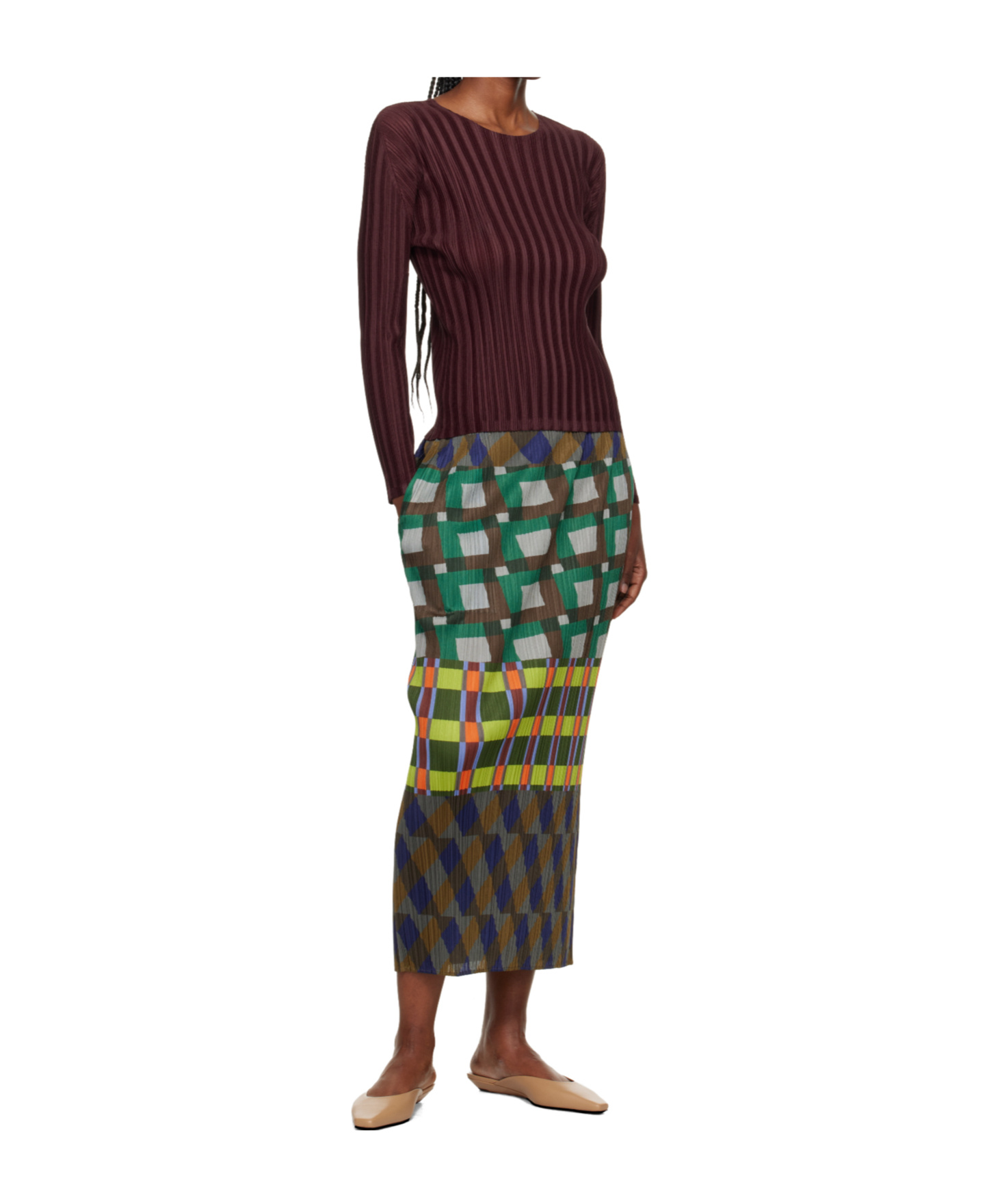ISSEY MIYAKE Pleats Please By Issey Miyake Ribbed Pleats Long Sleeve Top